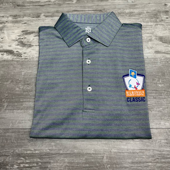 turtleson | Shirts | Turtleson Green Navy Stripe Golf Polo Shirt M ...